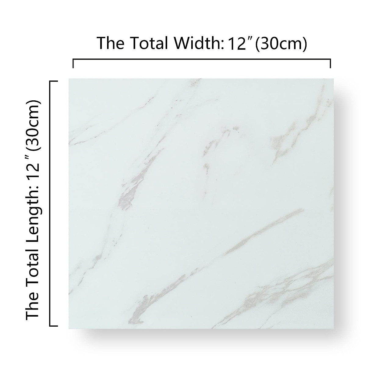 CHICHOME 12''x12'' Peel and Stick Floor Tile White Marble Vinyl Flooring Tiles Self Adhesive Removable Waterproof Floor Tiles Sticker for Living Room Bedroom Bathroom Kitchen (Box of 32 Tiles)