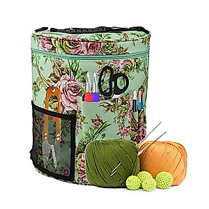 SUPVOX Knitting Yarn Storage Bag Tote Organizer Bucket Pouch for Yarn Crochet Hooks Needles Wool 31x28cm