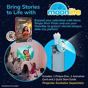 Moonlite Storytime Moana Storybook Reel, A Magical Way to Read Together, Digital Story for Projector, Fun Sound Effects, Learning Gifts for Kids Ages 1 Year and Up