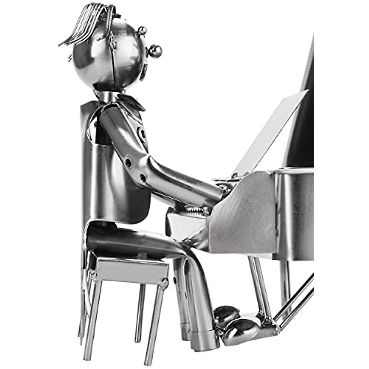 BRUBAKER Wine Bottle Holder 'Grand Piano' - Table Top Metal Sculpture - with Greeting Card