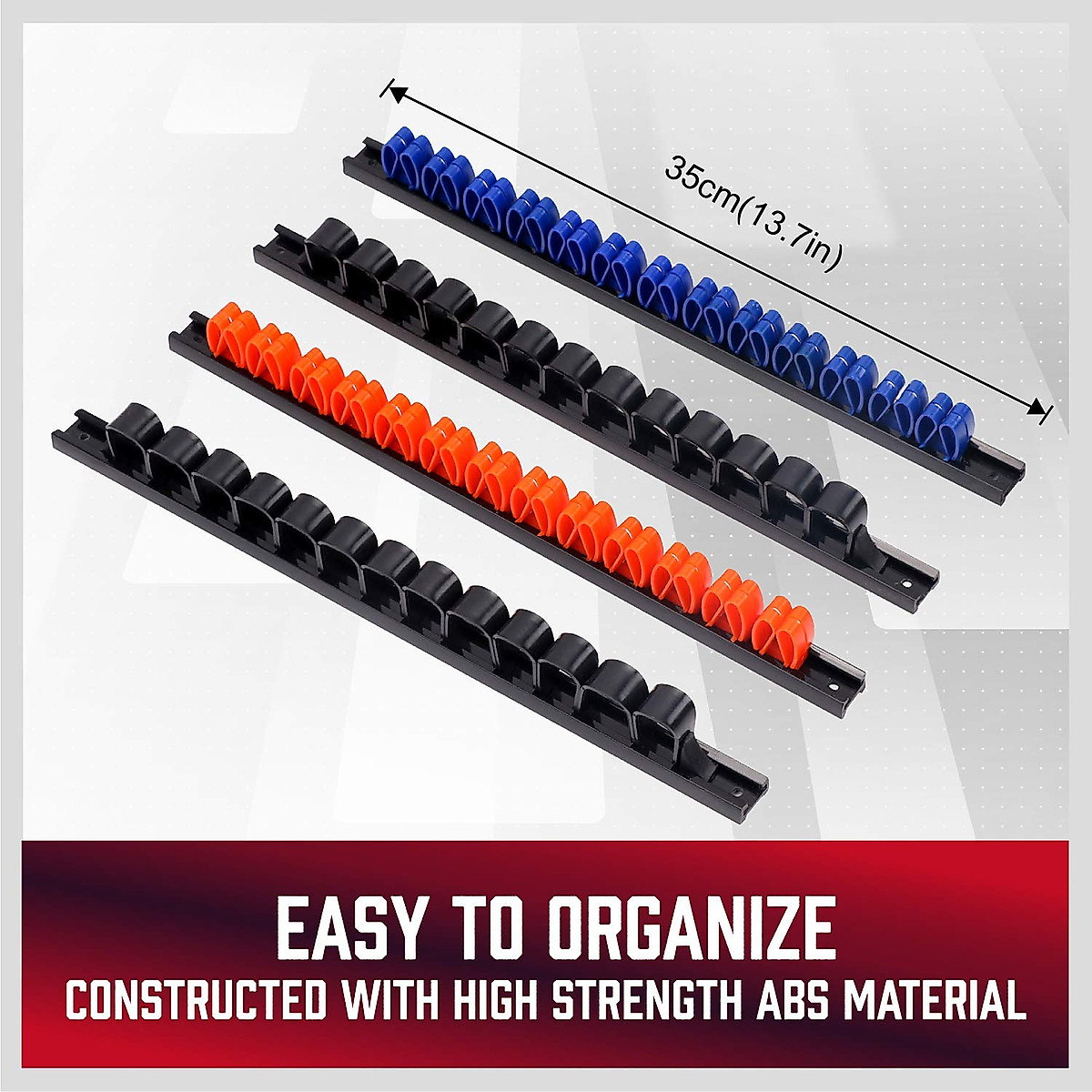 HORUSDY 4-Piece Screwdriver Organizer and Wrench Organizer, Hand Tool Holder with Clips