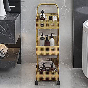 CXDTBH Scandinavian Iron Shelves Bedroom Kitchen Metal Removable Bathroom Storage Rack with Wheels Trolley