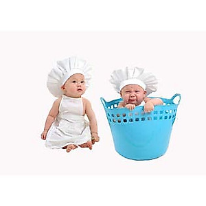 CHEFSKIN Baby Toddler Chef Hat Fully Adjustable Real Fabric Soft and Comfortable (White)