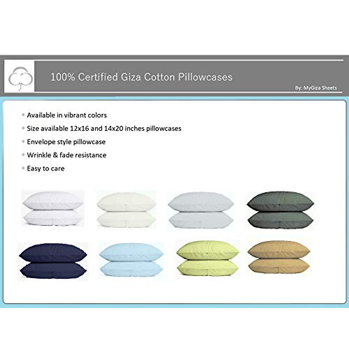 Toddler Pillowcases 12x16 Fits Pillows Sized 12x16 Baby Pillowcase Giza Cotton Pack of 2 Pillow Shams for Kids Pillowcase 12x16 Travel Pillow Case Covers 12X16, White