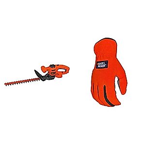 BLACK+DECKER Hedge Trimmer with Easy-Fit All Purpose Glove (BEHT100 & BD505L)