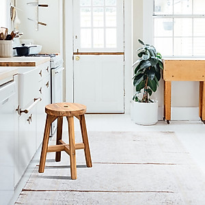 Acacia Wooden Stool Round Top Chairs. Sub-Stool for Kitchen Living Room. Strong Weight Capacity Upto 350 LBS, Natural Color