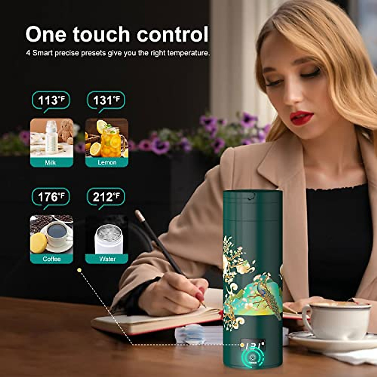 Portable Electric Kettle,Travel Electric Tea Kettle,with 4 Variable Presets, Stainless Steel Personal Hot Water Boiler,Mini Kettle Automatic Shut Off, Small Kettle for Travel and Coffee Gift Women