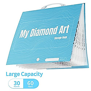 ARTDOT A3 Storage Book for Diamond Painting Kits, Diamond Art Portfolio Folder for Diamond Painting Accessories with 30 Pocket Slevees Protectors (16.9x12.4inches)