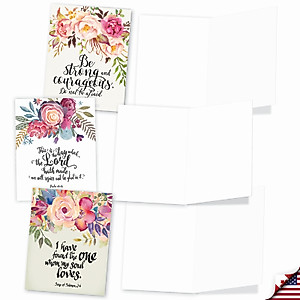 The Best Card Company - 10 Assorted Blank All Occasions Notecards Box Set 4 x 5.12 Inch w/Envelopes Bible Verse, Men, Women Variety Pack (10 Designs, 1 Each) - Holy Sentiments M2380OCB