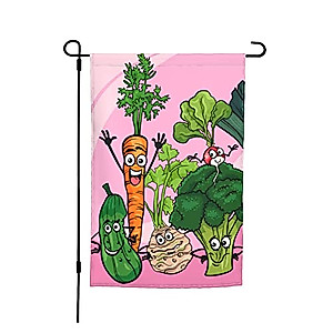Funny Cartoon Vegetables Garden Flags Premium Food Cute Art Painting Yard Flag Holiday Party Flag Outdoor Farmhouse Decor Home Porch Flags 12 x 18inch