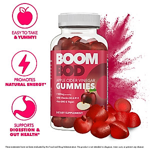 Boombod Apple Cider Vinegar Gummies (60 Count) – ACV Gummies for Weight Management, Digestion Support, Gut Health, Energy Levels – Non-GMO, Vegan Gummies with Vitamin B6, Vitamin B9, Vitamin B12