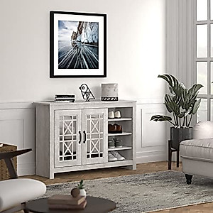 Galano Isadora 16 Pair Shoe Cabinet with 2 Door with Shelves - Modern Shoe Rack - Standing Shoe Cabinet - Shoe Storage with Doors - Shoe Organizer for Home - Dusty Grey Oak