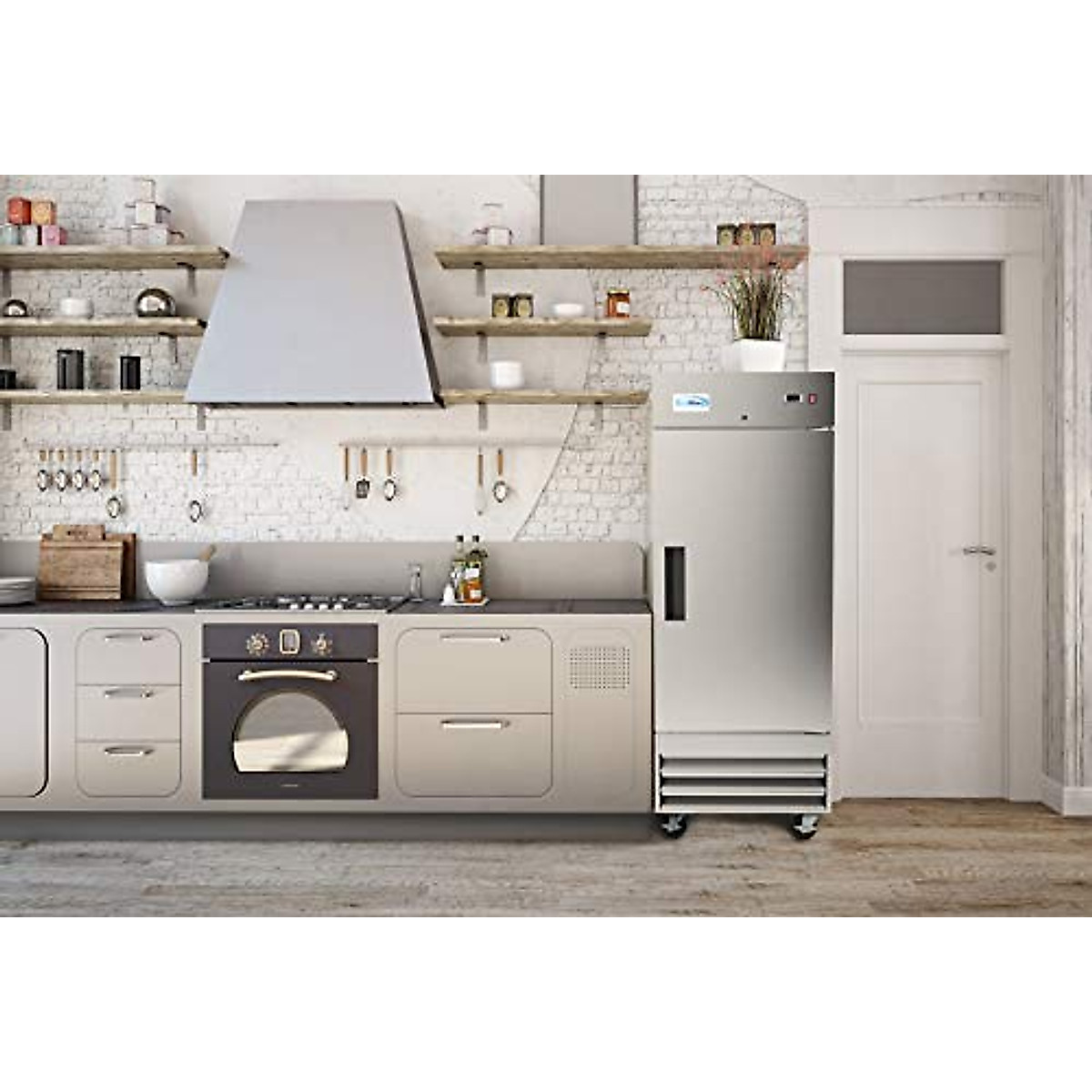 KoolMore 29" Stainless Steel Solid Door Commercial Reach-in Refrigerator Cooler - 19 cu. ft (RIR-1D-SS-19C)