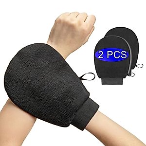 Exfoliating Mitts 2Pcs, Body Scrub Gloves for Bath or Shower, Men's Women's Deep Clean Exfoliating Tool to Remove Dead Skin and Dirt, Home Spa Exfoliating Gloves for Self-Tanning