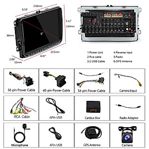 Car Stereo Radio Receiver with Wireless Apple Carplay Android Auto, 9 Inch Touch Screen with Bluetooth WiFi GPS Navigation SWC Backup Camera, for Volkswagen Jetta Skoda Golf Tiguan Passat Seat 2+32GB