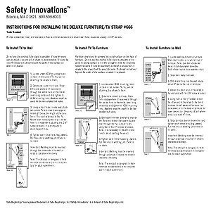 Safety Innovations Heavy Duty TV and Furniture Straps - Baby Proofing Anti Tip Straps for Child and Baby Safety - Expert Designed Strap Anchors Furniture to Walls to Prevent Tip-Overs 2Pk (Black)