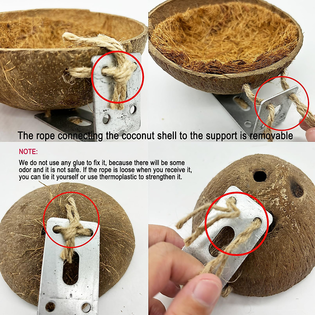 Tfwadmx Bird Nests Natural Coconut Shell Parrot Breeding Hatching Nesting Box Cage Hatch House Hut Cave for Small or Medium Finch Parakeet Accessories Toys –(2 Pcs)