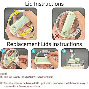 Amgkonp 40oz Tumbler Lid for Stanley Lid Replacement,2 Pack Spill Proof Replacement Lid with Spill Stopper Set for Stanley Cup Quencher 2.0 Accessories(White&Flesh Pink)