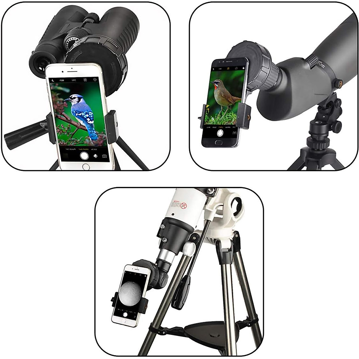Spotting Scope Smartphone Camera Adapter, Telescope Camera Adapter, Cell Phone Adapter Mount for Binocular Monocular