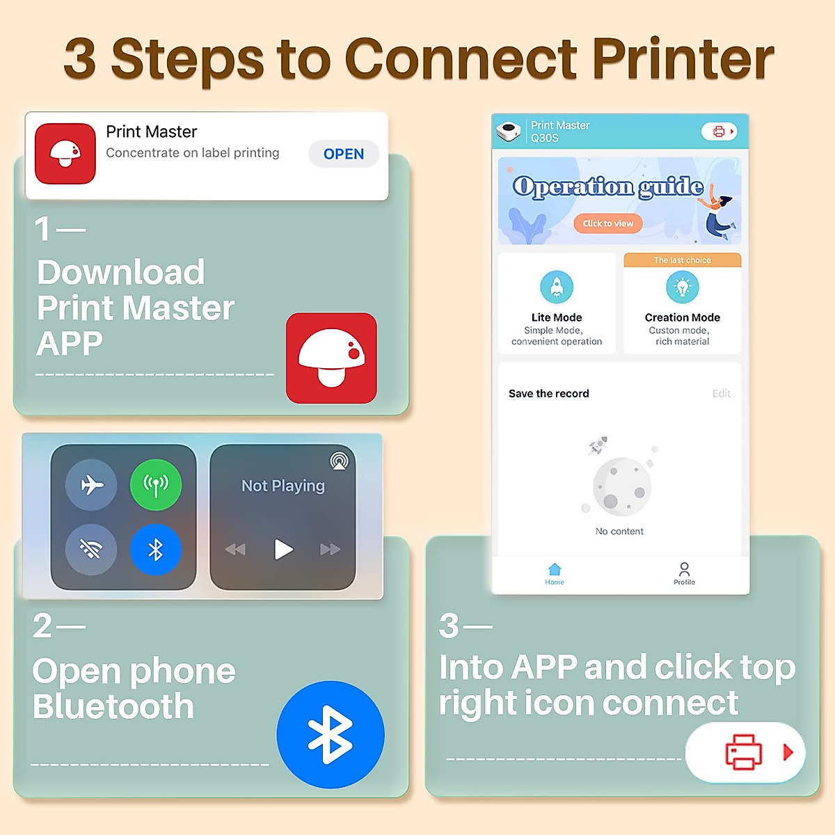 Memoking Small Label Maker Q30S Label Makers with Tape Portable - Wireless Bluetooth Label Maker with Different Fonts, Easy to Use, with 3 Rolls 14mm x 40mm White Thermal Labels Tapes
