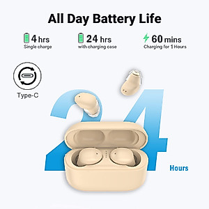 A.FORVI Sleep Earbuds Invisible Bluetooth Earbuds for Sleeping Smallest Sleep Buds Tiny Mini for Side Sleepers Wireless Hidden Headphones Small Discreet Bluetooth Earpiece with Charging Case, Yellow