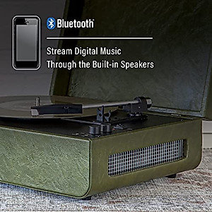 Crosley CR6255A-FG Mercury Vintage 3-Speed Bluetooth in/Out Turntable with Built-in Speakers, Forest Green