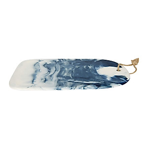 Blue & White Ceramic Cheese/Cutting Board with Marble Glaze Finish