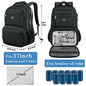 17 Inch Laptop Backpack, TSA Large Travel Backpack with Lunch Box, Anti-Theft Work Business Carry On Backpack with USB Charging Port, Water Resistant Durable College Computer Backpack for Men Women