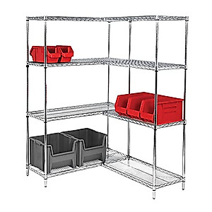 Quantum Storage Systems WR54-1448C Starter Kit for 54" High 4-Tier Wire Shelving Unit, Chrome Finish, 14" Width x 48" Length x 54" Height