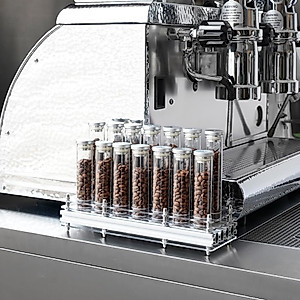 watchget 14-Piece Coffee Bean Storage Kit, Single-Dose Glass Tubes with Acrylic Stand, Airtight Coffee Cellar, Compact Bean Dispenser for Baristas & Home, Small