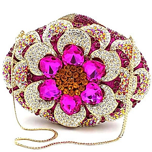 ZLXDP Rose Flower Diamond Crystal Party Bags for Girls Handbag Women Evening Clutch Bag