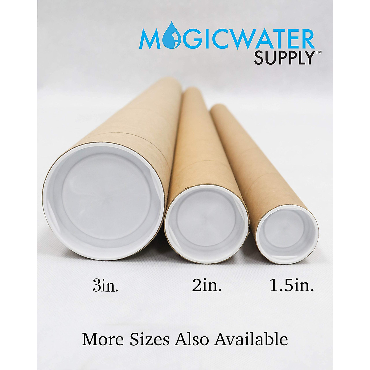 MagicWater Supply Mailing Tube - 1.5 in x 9 in - Kraft - 4 Pack - for Shipping and Storage of Posters, Arts, Crafts, and Documents