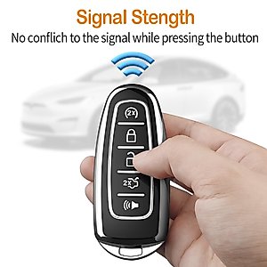 Sindeda for Ford Key Fob Cover with Keychain Soft Full Protection Key Shell Key Case Compatible with Ford C-Max Edge Escape Expedition Explorer Flex Focus Taurus Lincoln MKS MKT MKX Navigator (Silver)