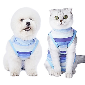 Ambreview Cats Recovery Suit, Kitten Recovery Onesie Female Cats Abdominal Wounds Bandages Cone E-Collar Alternative After Surgery, Cat Spay Bodysuit for Female Cats and Dog