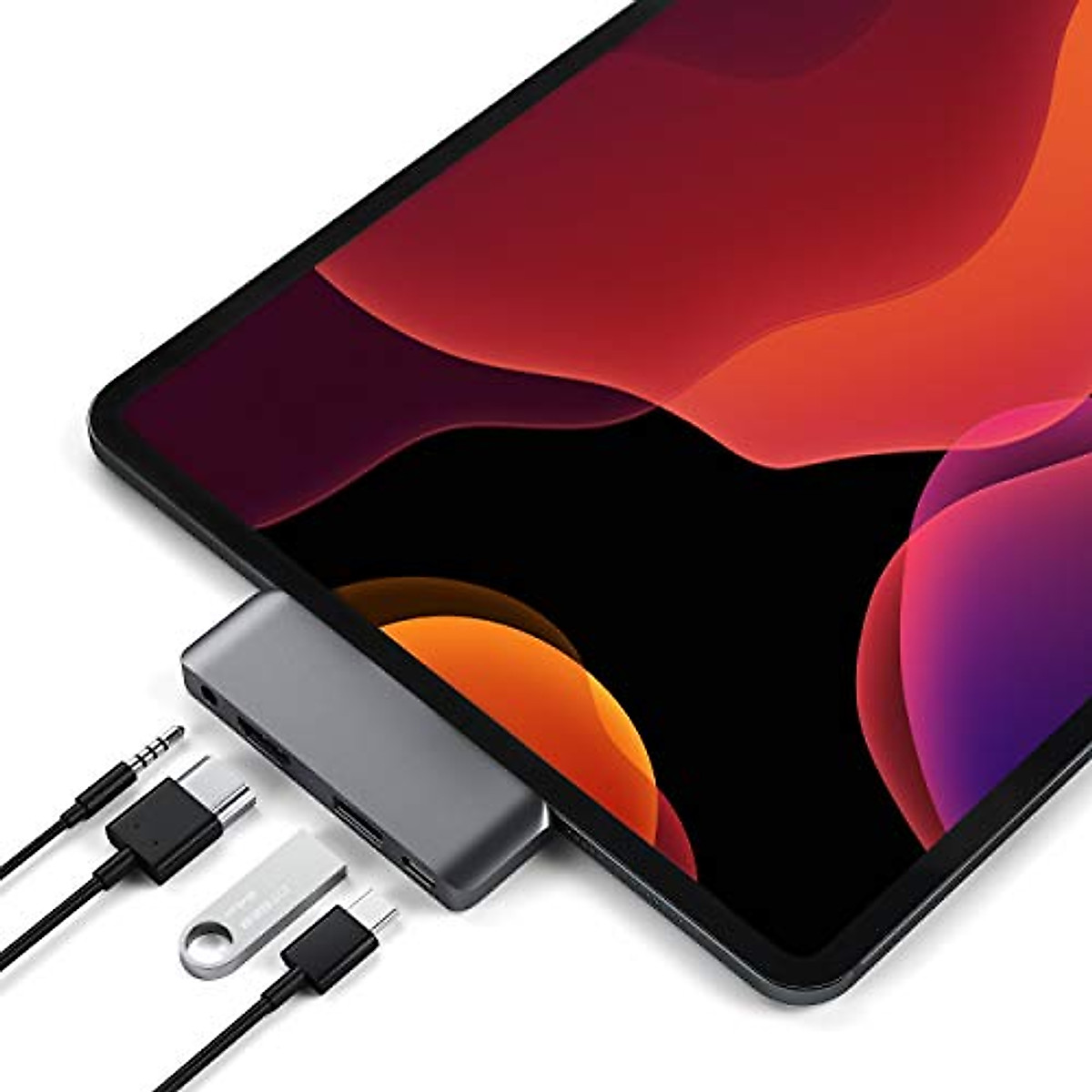 Satechi Type-C Mobile Pro Hub Adapter with USB-C PD Charging, 4K HDMI, USB 3.0 & 3.5mm Headphone Jack – for M2/ M1 iPad Pro, M1 iPad Air, iPad Mini and More (Space Gray)