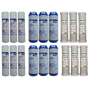 3 Years Supply (18 pcs) Universal Reverse Osmosis RO Replacement Set of 3 filters: Sediment, GAC, Premium Coconut CTO Carbon Block