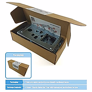 Pack of 4 made2catch Classic Metal Rat Traps Fully Galvanized - Humane Rat Traps That Work - Snap Rat Trap - Durable Reusable Rat Trap - Effective Rat Traps - 4 Traps