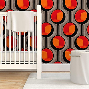 Spoonflower Removable Wallpaper 12ft x 2ft - Pod Retro Modern Table Mid Century Custom Pre-Pasted Wallpaper