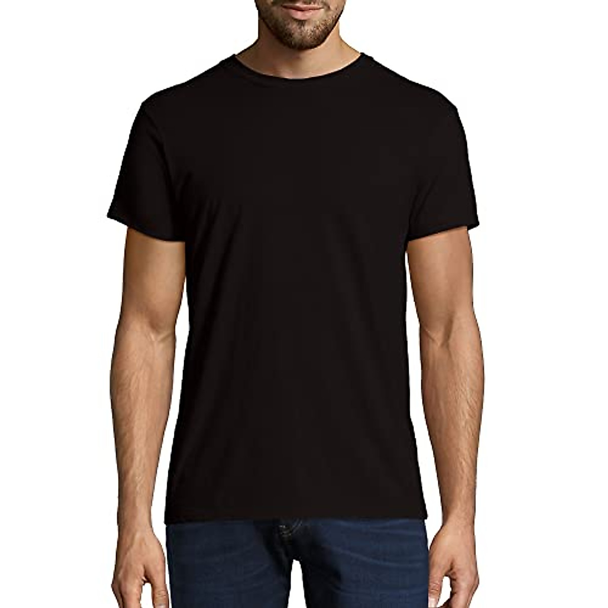 Hanes Men's Nano Premium Cotton T-Shirt (Pack of 2), Black, Small