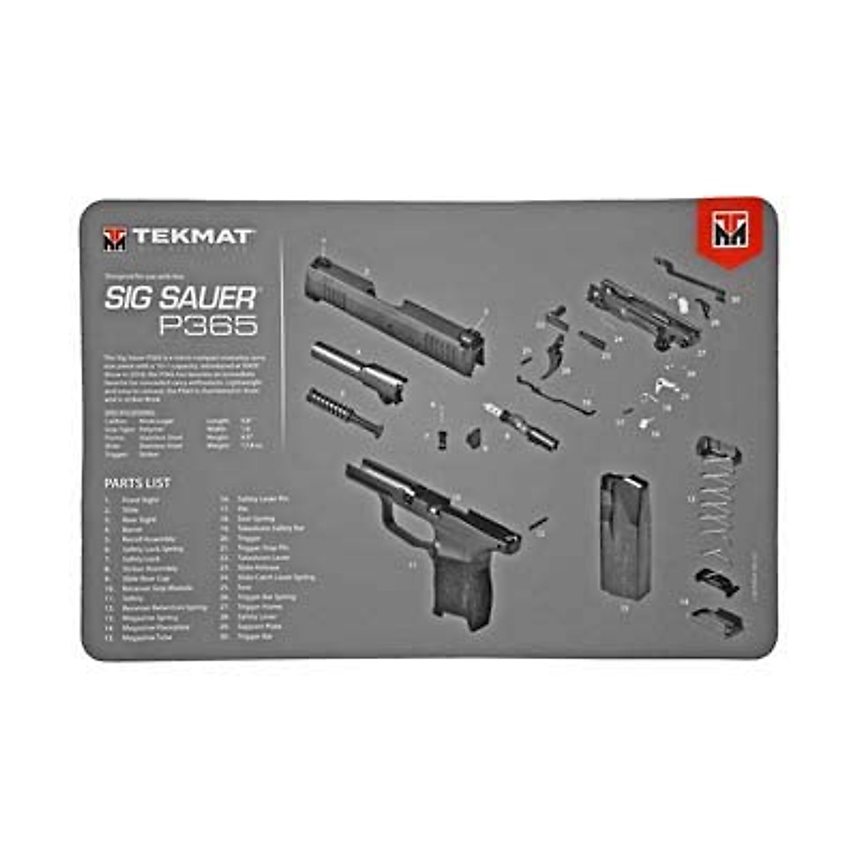TekMat Sig Sauer P365 Gun Cleaning Mat, Black