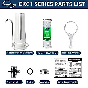 iSpring CKC1 Countertop Drinking Water Filtration System with Carbon Filter 2.5" x 10", White