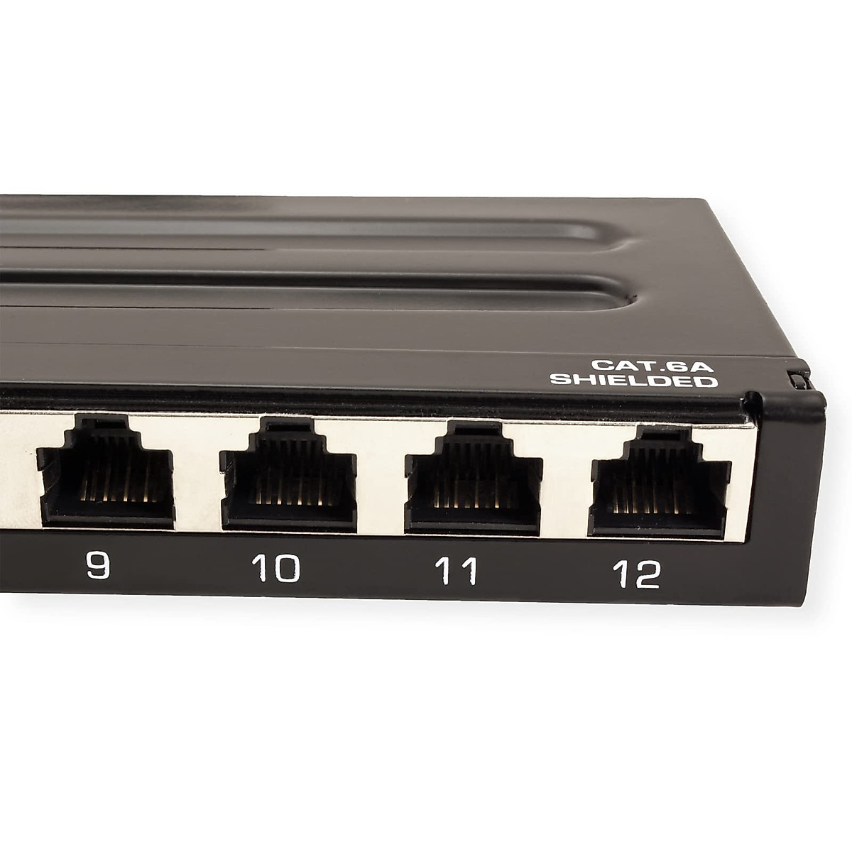 TRENDnet 12-Port Cat6A Shielded Patch Panel, 10G Ready, Cat5e,Cat6,Cat6A Compatible, Metal Housing, Color-Coded Labeling for T568A and T568B Wiring,Cable Management,Wall Mountable, Black,TC-P12C6AS