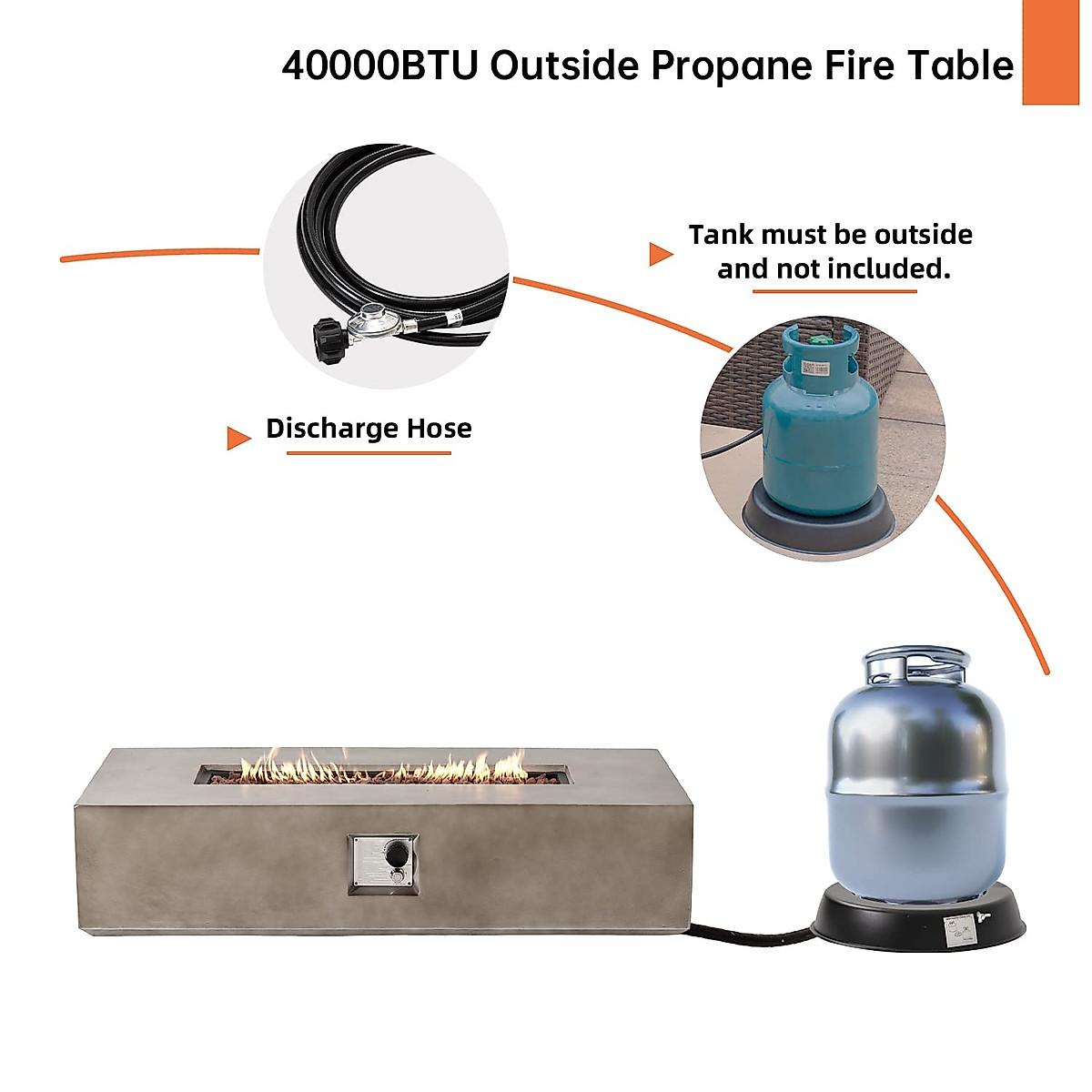 HOMPUS Outdoor Rectangular Propane Fire Pit Table, 56''x28’’x13'' Fire Table, 50000 BTU Fire Pit w Free Waterproof Cover & Fire Stone for Patio, Garden, Grey
