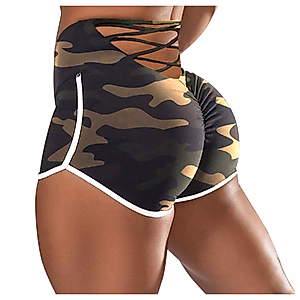 Bblulu 2 Pcs Yoga Shorts for Women Tummy Control High Waisted Biker Shorts Workout Butt Lifting Tights Ruched Short Pants