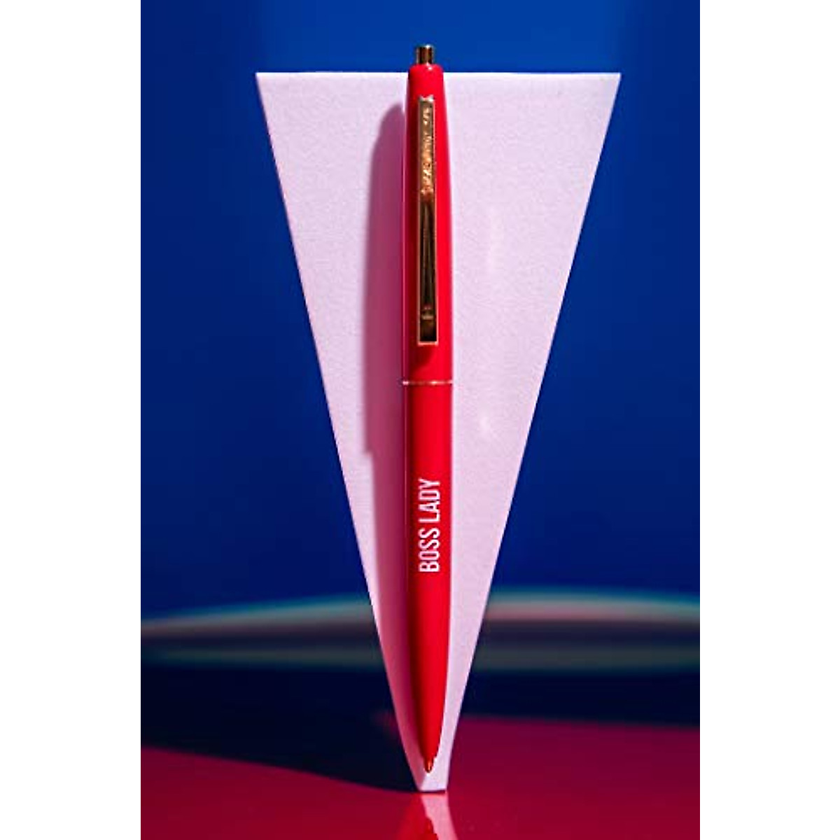 Get Bullish Boss Lady Refillable Black Ink Ballpoint Click Clic Pen in Cherry Red with Gold Accents