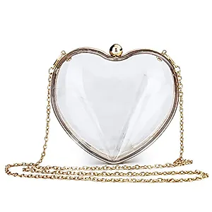 Rejolly Clear Acrylic Clutch Evening Purse Heart Shaped Bags for Women Transparent Novelty Small Mini Handbag Crossbody Bag