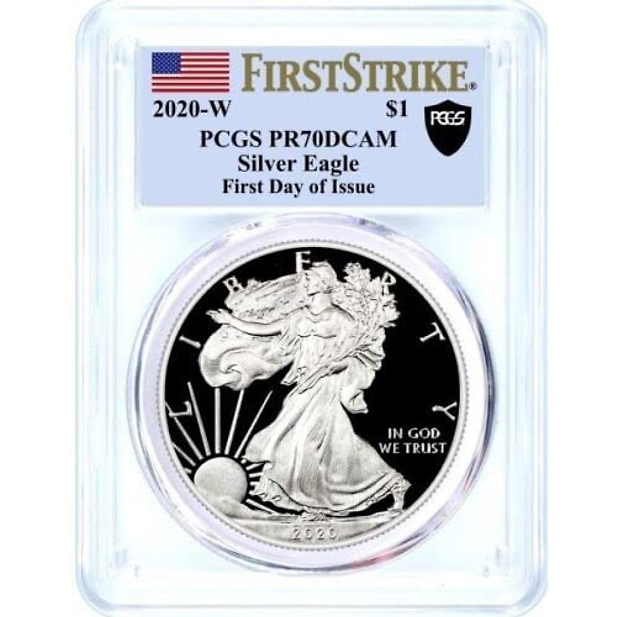 2020 W West Point Mint Silver Proof American Eagle $1 PCGS PR70DCAM First Day of Issue $1 PCGS PR70