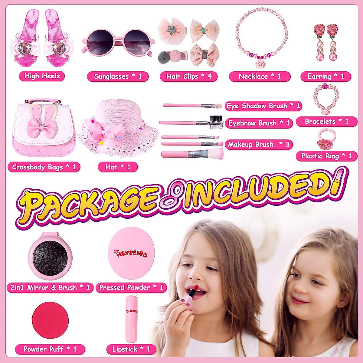 Princess Cosplay Toy for Girls, Dress Up & Pretend Play Costume, Makeup Starter Kit with Stylish Bag, Makeup, Shoes Jewelry for 3-12 Years Old Girls Birthday Halloween Christmas Costumes Fancy Party