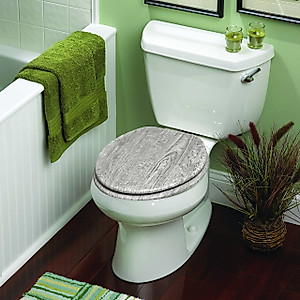 Ginsey Home+Solutions Distressed Grey Wood Round Toilet Seat 12015
