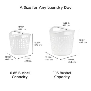 IRIS USA Laundry Basket 40L Durable and Flexible, Portable Round Bin, 1.15 Bushel Hamper for Storage with Ventilation Holes for Closet Dorm Laundry Room Bedroom, White